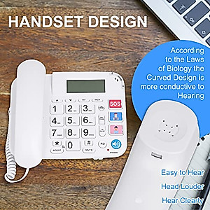 NewPal Hands-Free Dial Photo Memory Corded Phone,No Need to use Batteries,Energy efficient,Corded Telephone Big Button with Speaker, SOS Desk Telephones Easy Ready Digit Numbers, White