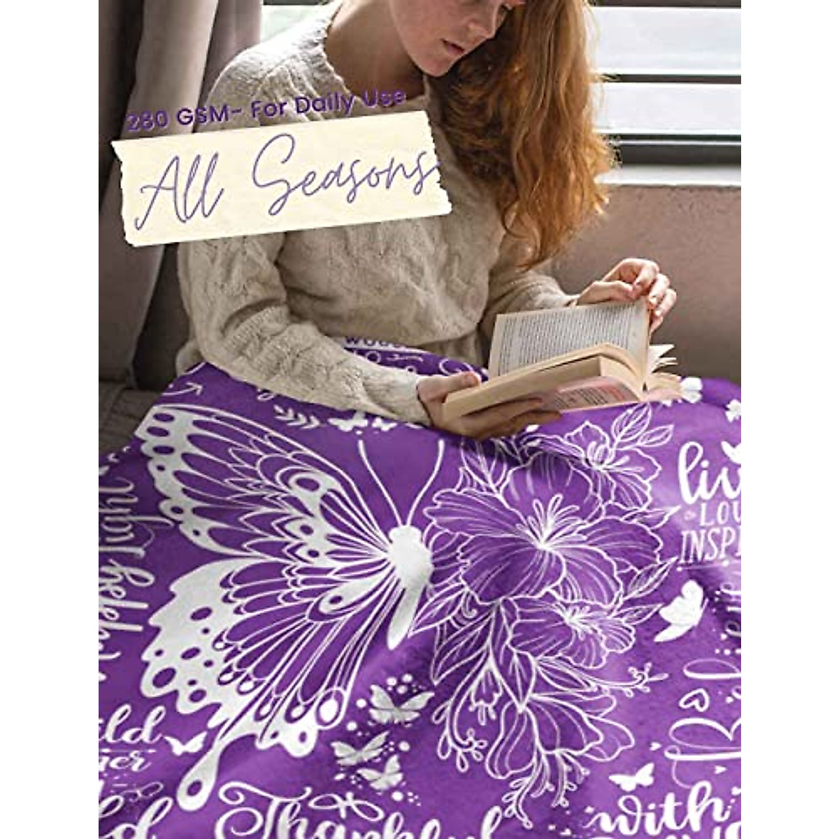 InnoBeta Purple Butterfly Gifts for Butterfly Lovers for Women & Girls, 50"x 65" Flannel Throw Blanket, Perfect for Birthday, Christmas, Mother's Day