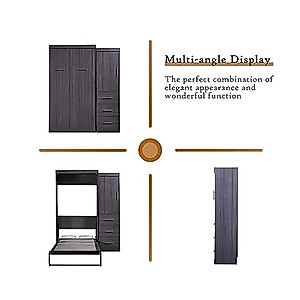 Tatub Murphy Bed Twin Size, Murphy Bed Cabinet Bed, Wall Bed with Wardrobe and Drawers, Murphy Cube, Hide a Bed on a Cabinet, Space Saving, No Box Spring Required