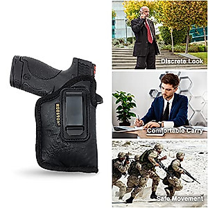 Houston Gun Holsters IWB Optical Gun Holster by Houston Eco Leather Concealed Carry Soft Material FITS Black CHPP-57GL-RH CHPP-57GL-RH