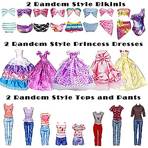 35 Pack Handmade Doll Clothes Set Including 2 Princess Dresses 4 Fashion Dresses 2 Tops and Pants 2 Bikini Swimsuits 10 Shoes and 15 Accessories for 11.5 Inch Doll