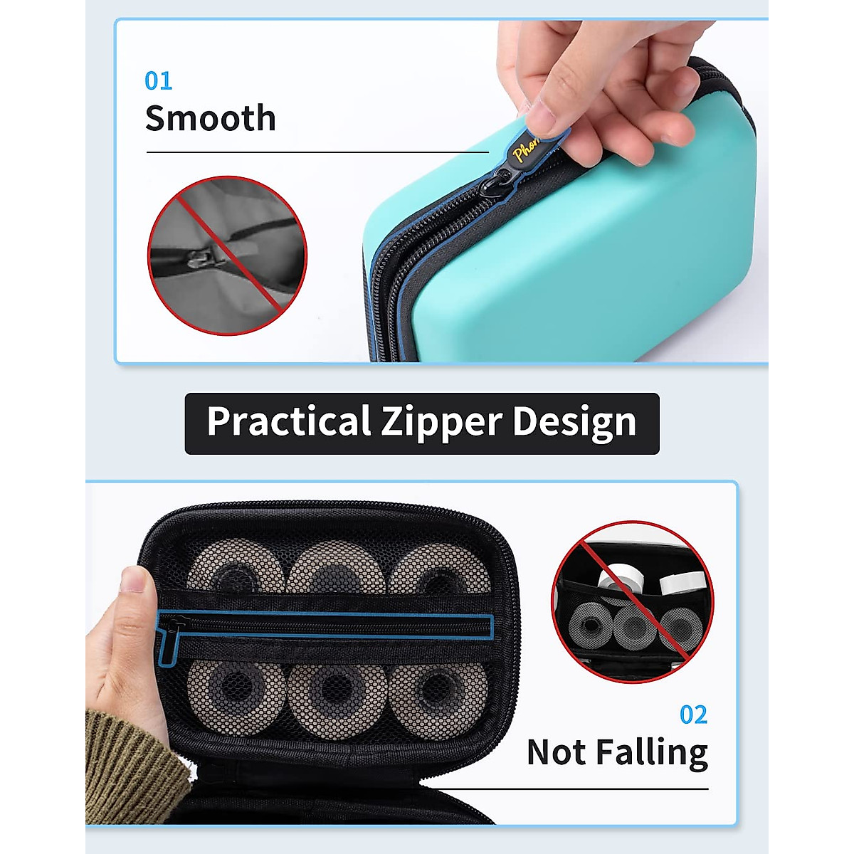 Memoking Sticker Printer - Mini Thermal Printer, T02 Sticker Maker Machine, Portable Bluetooth Pocket Phone Printer and Case, Green