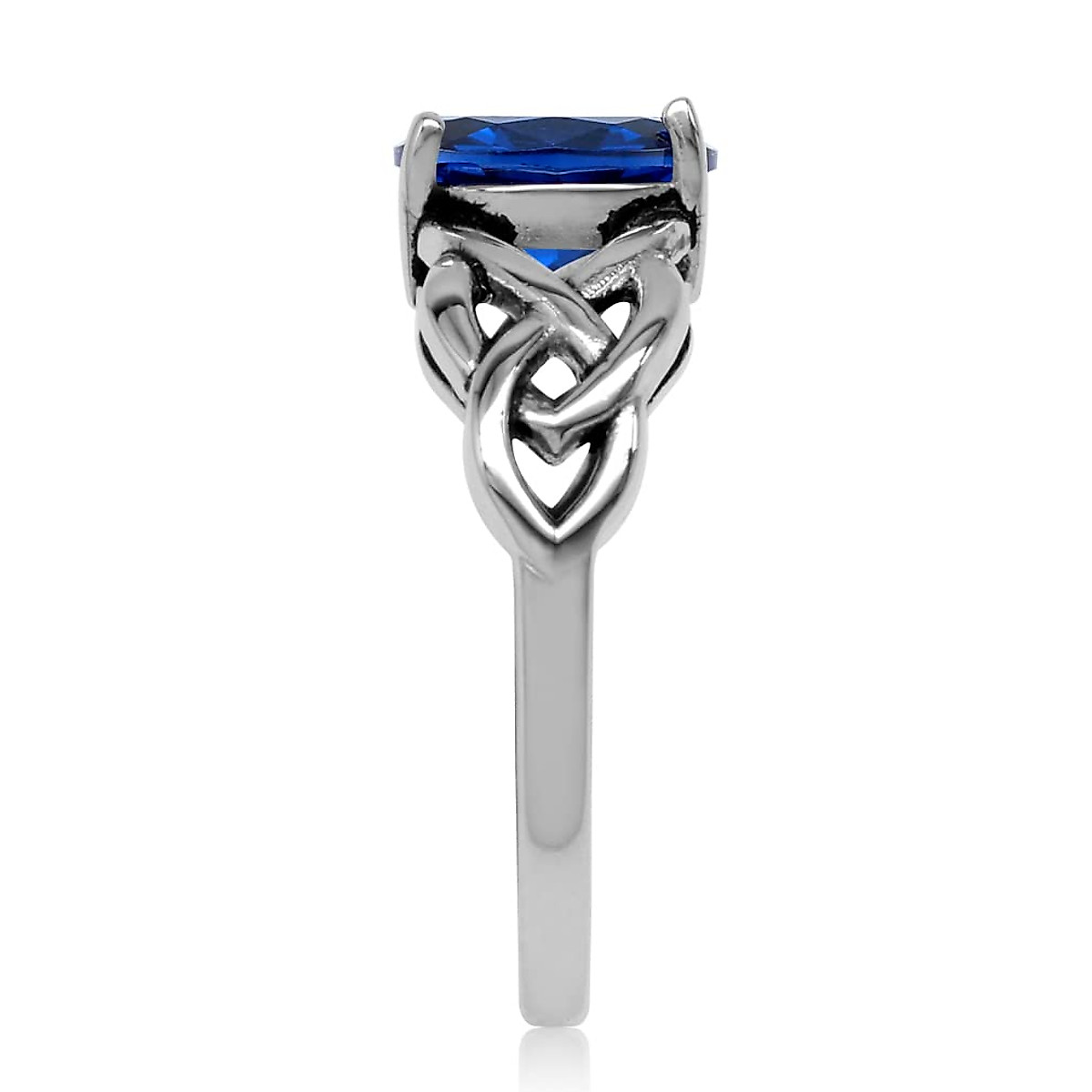 Silvershake Create Blue Sapphire Gemstone 925 Sterling Silver Celtic Knot Weave Solitaire Ring Jewelry September Birthstone Size 11