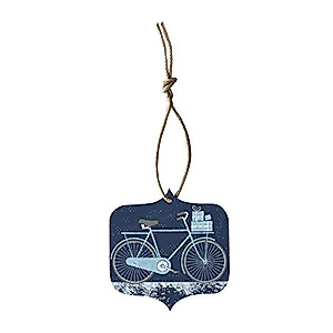 Moleskine Journey Ornament Note Card with Envelope, (3.5" x 5.5") Plain/Blank, Indigo Blue/Snowy Bicycle
