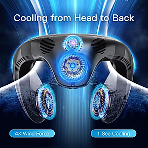 Neck Air Conditioner, Full-body Cooling Neck Fan, 8000mAh Rechargeable Wearable AC Air Conditioner with Large Cooling Plate, 3 Speeds Portable Personal Instant Neck Fan Cooler (Dark Night Black)