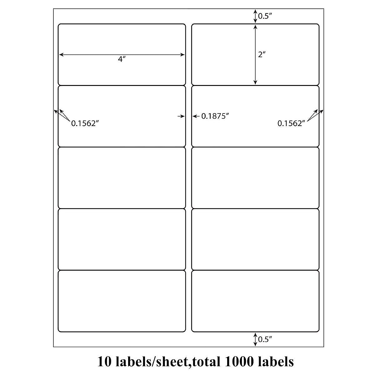 9527 Product 10 UP Sticker Labels,2x4 inches FBA Shipping Address Labels for Laser/Ink Jet Printer,Total 1000 Labels