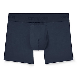 Tommy John Men's Trunk 4” Underwear, Second Skin Boxers with Supportive Contour Pouch, Soft Naturally Breathable Stretch Fabric Boxers for Men, Dress Blues, Large