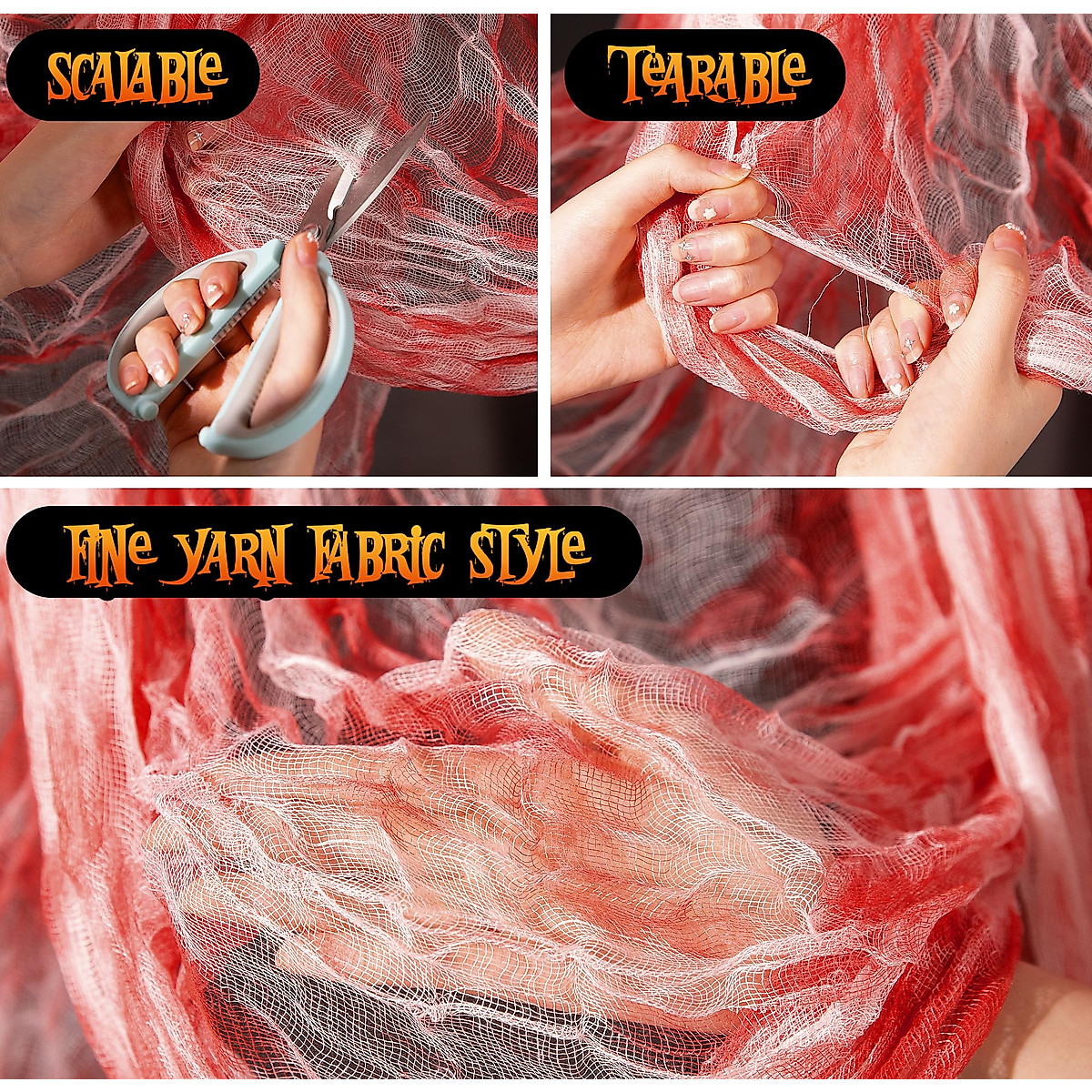 197" x 85" Halloween Creepy Cloth - Halloween Spooky Fabric Cloth - Scary Gauze Blood Creepy Cloth for Haunted House Halloween Party Yard Wall Doorway Outdoors Decoration