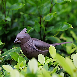 Decorative Small Nostalgia Style Cute Bird Art Iron Sculpture Figurine Home & Office & Garden Decoration, Rust/Brown (Cardinal Bird)