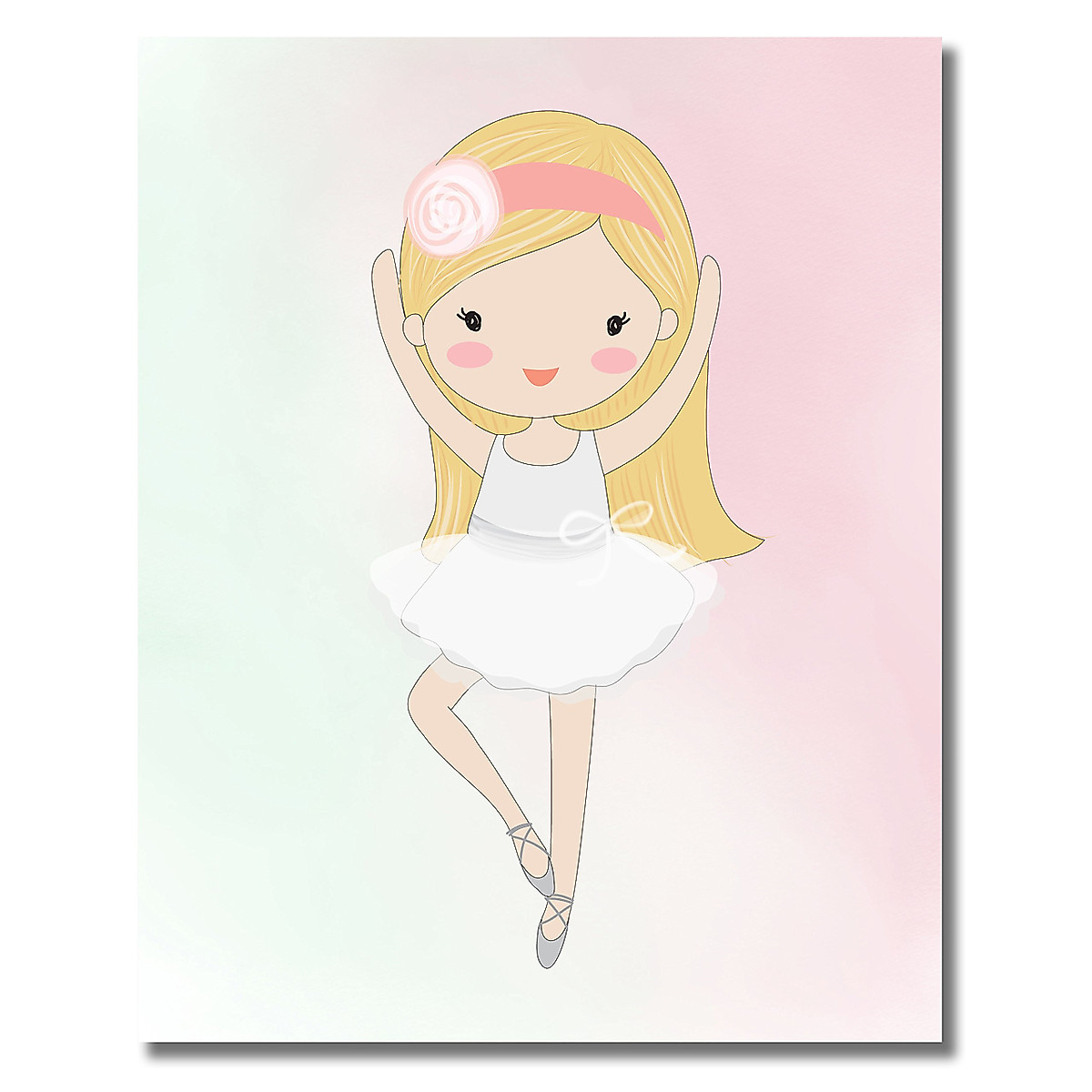 Cute Ballerina Dancer Girl Prints - Bedroom Playroom Wall Art Decor Prints - Set of 4 (8 Inches X 10 Inches) Photos