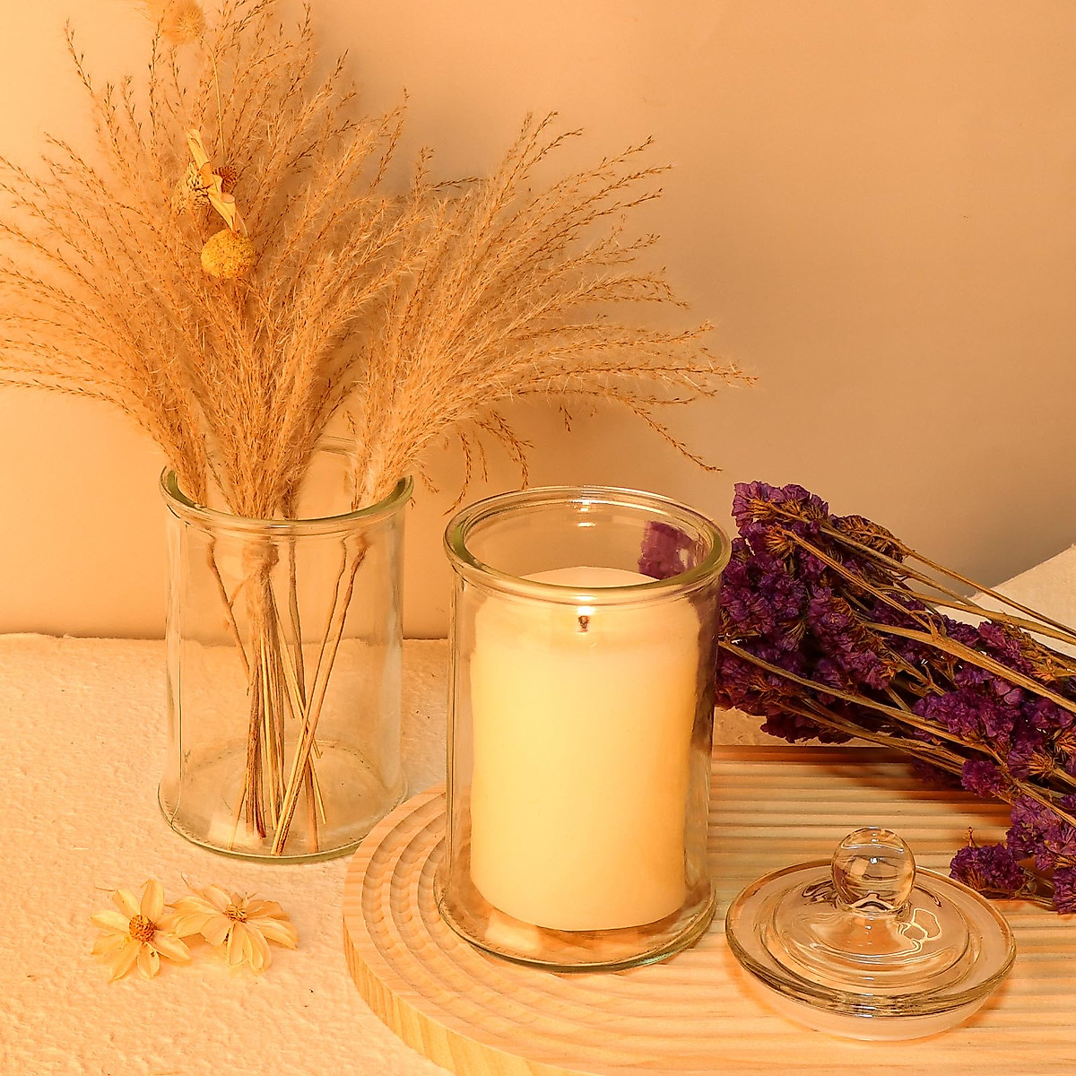 UrSpeedtekLive 3 Pack Glass Apothecary Jars with Lids, 25oz Clear Bathroom Accessories Canisters Storage Organizer, Cotton Ball Holder Containers, Glass Jars for Bathroom, Vanity, Laundry Room