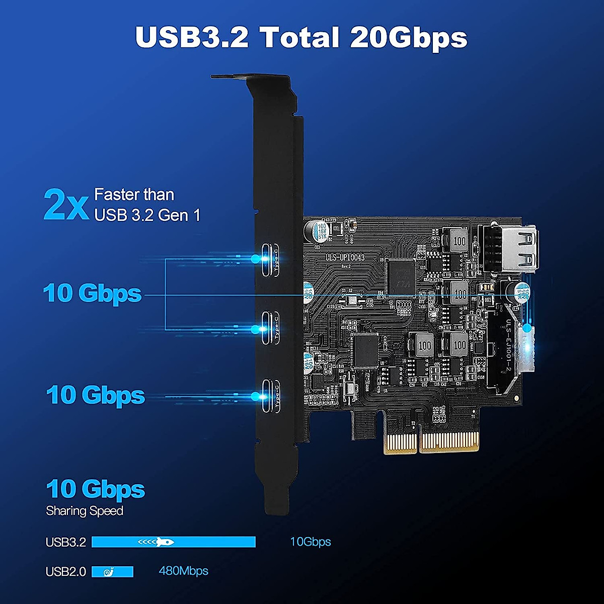 Sinefine PCI-E to USB 3.2 Expansion Card,3.2 gen2 10Gpbs (3X USB C, 1x USB A, 1x USB Type E A Key), USB C PCI Express Card, A-Key 20 Pin Header for Type C Front Panel Mount Adapter