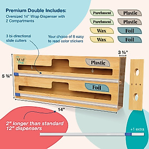 Neat Diva 5 Piece Bundle includes a 4 Piece Set of Ziplock Bag Organizers plus a 2-in-1 Foil and Plastic Wrap Organizer, Aluminum Foil Organization Storage Bag Organizer Kitchen Drawer