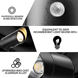 CINOTON 30W LED Landscape Lighting Outdoor with Photocell Sensor 120V Waterproof Dusk to Dawn Directional Uplight with US 3-Plug and 6.6 FT Cord Tree Flag Spotlights with Spike Stand 3000K Warm White