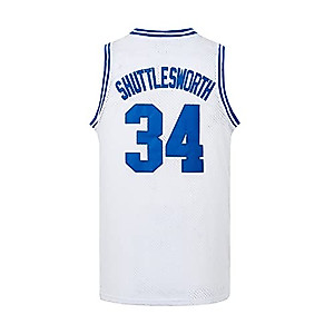 TUEIKGU Jesus Shuttlesworth Basketball Jersey #34 Lincoln High School Basketball Jersey for Men (White, X-Large)