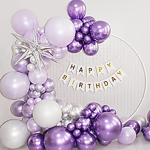 Metallic Purple Balloons-Thickened 86Pcs Chrome Purple Balloons Different Sizes 5/10/12/18 inch Purple Balloon Garland Arch Kit for Birthday Wedding Halloween Christmas Anniversary Party