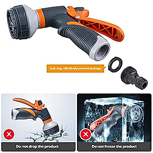 Gsinodrs Garden Hose Nozzle, Heavy Duty Hose Nozzle with 8 Adjustable Watering Patterns, Multifunctional High Pressure Hose Nozzle Sprayer for Home, Watering Lawns and Garden, Car Cleaning