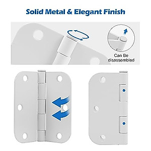 18 Pack White Door Hinges,3.5 Inch Rounded 5/8" Radius Door Hinges Interior 3 1/2 Inch Door Hinges Bifold Residential Standard Bedroom Indoor Door Hinges for Doors Home