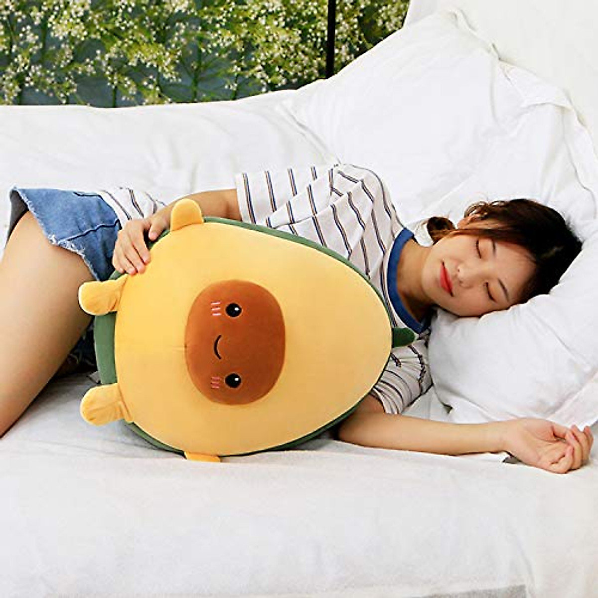 SNOWOLF Avocado Plush Cute Avocado Hugging Pillow Food Fruit Shaped Stuffed Doll Toy Soft Cushion (30cm/11.81in)
