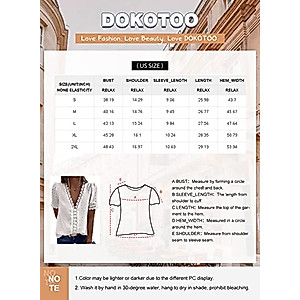 Dokotoo Women's Summer Lace V-Neck Flowy Short Sleeve Casual Loose Tunic Top - Light Green, L