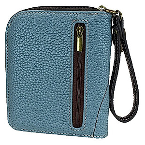 Chala Zip Around Wallet, Wristlet, 8 Credit Card Slots, Sturdy Pu Leather - Fat Cat - BlueGray