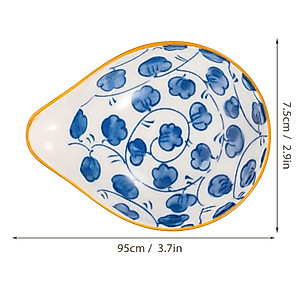 BESTonZON 4pcs Ceramic Spoon Rest Small Sauce Dish Spatula Ladle Holder Tea Bag Saucer Soy Dishes Dipping Bowls for Kitchen Stove Coffee Bar Accessories