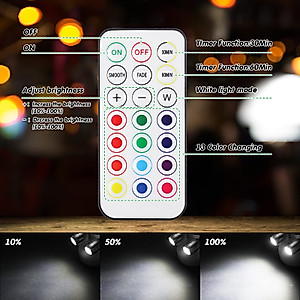 Honoson 4 Pack Dual Head Battery Operated Spotlights Indoor Wireless RGB LED Spot Light with Remote 13 Color Accent Lights with Rotatable Head Stick on Wall Hallway, for Painting Picture(White)