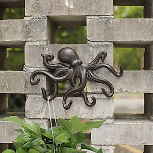 ChasBete Key Holder for Wall, Octopus Coat Hooks Wall Mounted Towel Hooks, Heavy Duty Wall Hooks Decorative with 6 arms