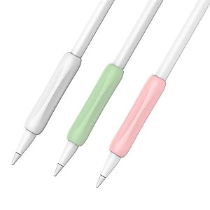 KELIFANG Silicone Ergonomic Grip Holder 3 Pack Compatible with Apple Pencil 1st, 2nd Generation & Pencil (USB-C), Apple Pencil Pro 2024, Protective Sleeve Cover Case Accessories(Pink, White, Green)