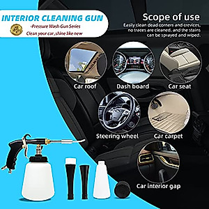 GZ-KJM High Pressure Car Cleaning Gun Jet Cleaner Interior Detailing Tool Kit Adjustable Pressure Cleaner for Car Detailing Supplies, Premium Black