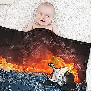 Electric Guitar in Fire and Water Newborn Swaddle Blanket, Soft Stretchy Baby Receiving Blanket for Boys and Girls, Perfect Shower Gifts, 40x30 Inch