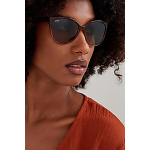 Maui Jim Women's 'Olu'Olu Polarized Cat Eye Sunglasses, Tortoise with Tan/HCL® Bronze, Medium