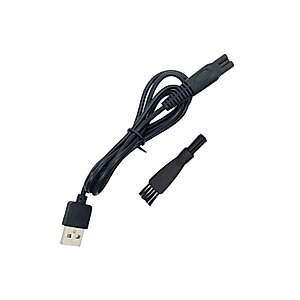 PDEEY USB Charger Replacement for Brightup/Ufree Beard Trimmer Shaver Razor Charging Cord Cable 4 ft, with Cleaning Brush