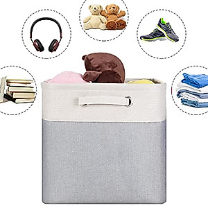 Fabric Cube Storage Boxes Foldable Storage Bins Earth-Green and Beige Patchwork Storage Baskets Cube Storage Bins with Handle Cubes Inserts Storage for Home and Office Supplies 13x13x13 cube organizer bin 3 Pcs/Pack