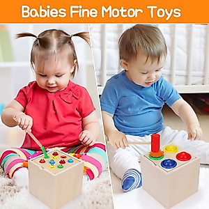 4 in 1 Wooden block Shape Sorter Montessori Toys for Toddler 1 2 3 Year Old Carrot pulling Harvest Catch Insect game Early Development Fine Motor Skills for Boy Girl 7 9 12 18 Birthday Easter Gifts