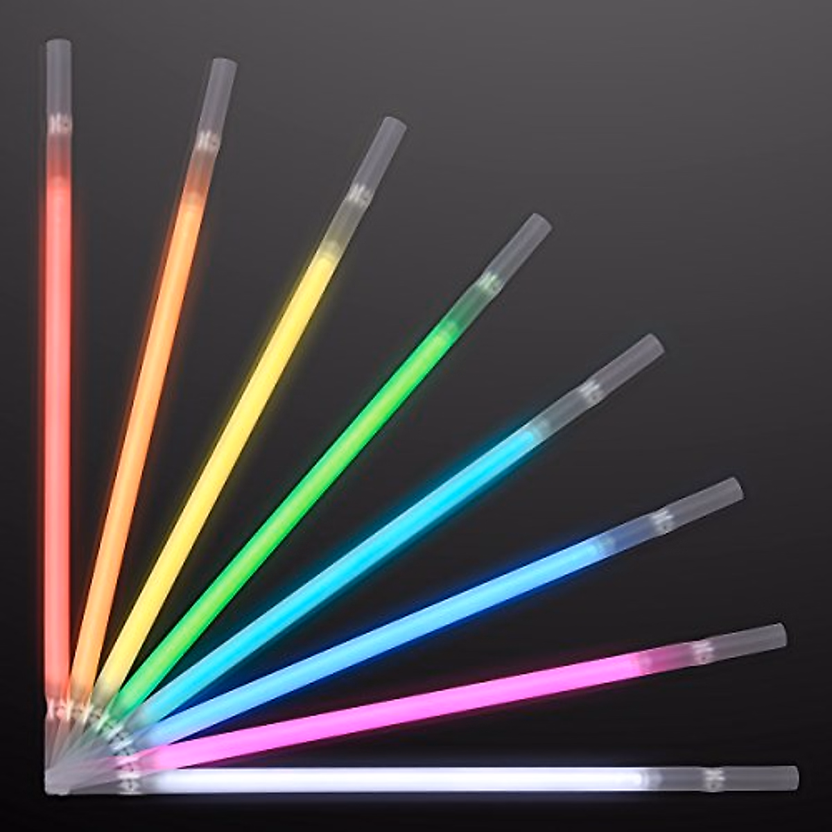 Pack of 25 Glow in the Dark Straws in Assorted Colors