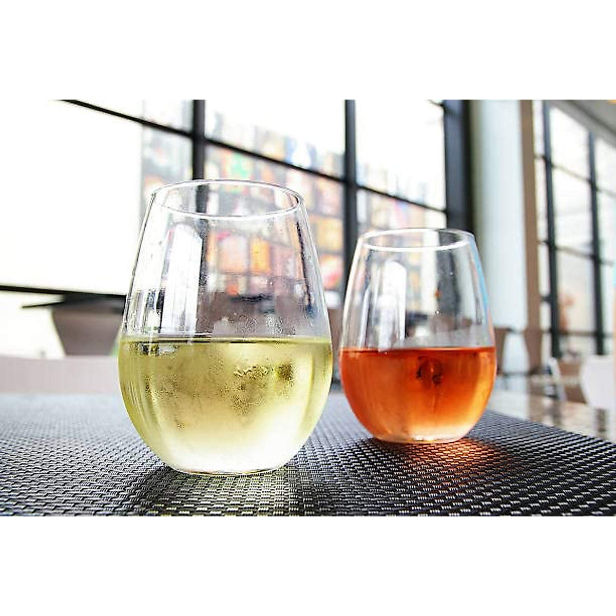 AMZ Empire Modern Stemless Wine Drinking Glasses 11.75 oz/Set of 6 With Coasters and Pourer