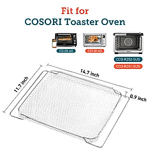 COSORI Air Fryer Basket for Healthier Cook and Air Fry, Fits for CCO-R251&CCO-R252 26-Quart Ceramic Air Fryer Toaster Oven, Metal, CRP-R251RB-VUS, 14.7"D x 0.9"W x 11.7"H, Silver