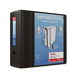 Staples Better Binder Heavy-Duty View, Black, 1000-Sheet Capacity, 5" (Ring Diameter)