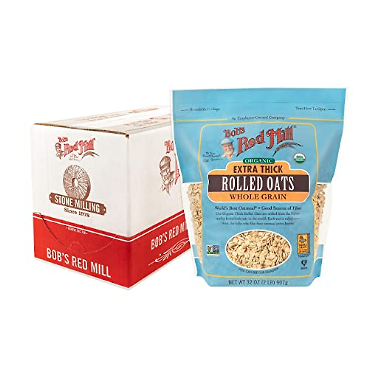 Bob's Red Mill Organic Extra Thick Rolled Oats, 32 oz, Pack of 1