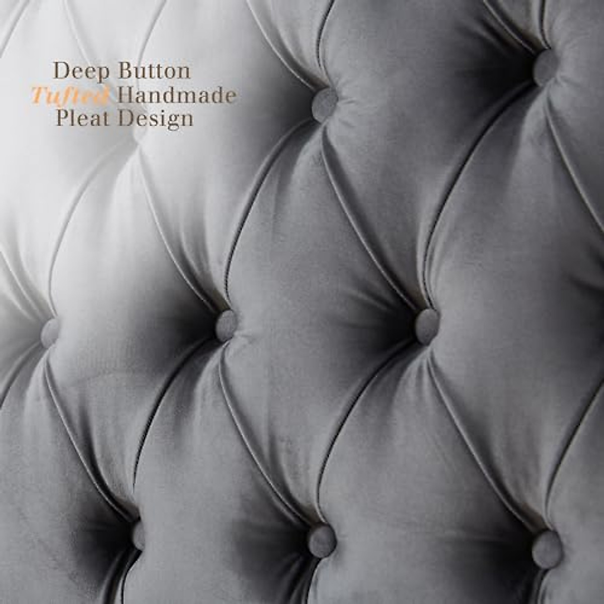 PaPaJet Bed Frame Queen Size with Headboard and Footboard, Velvet Upholstered Sleigh Bed, Deep Button Tufted, No Box Spring Needed, Grey