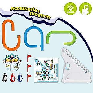 Liberty Imports Musical Penguin Orbit Chasing Race Track Game Set - Playful Roller Coaster Playset with LED Flashing Lights and Music On/Off Button for Toddlers and Kids