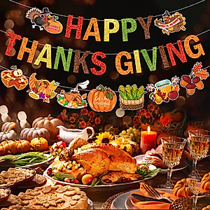 Happy Thanksgiving Banner Thank You Banner for Happy Thanksgiving Decorations Thanksgiving Birthday Decorations Thanksgiving Party Decorations Friendsgiving Decorations
