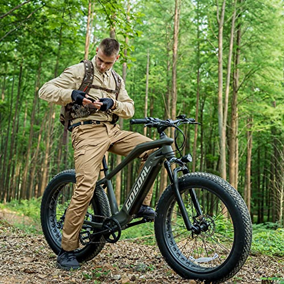 GOGOAL Electric Bike for Adults BAFANG 750W Motor 48V 15Ah Larger Removable Battery Waterproof 26'' 4 Inch Fat Tire Ebike 7-Speed Electric Mountain Bike Beach Camping Snow E-Bikes Black