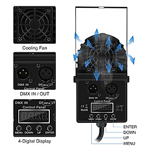 U`King Pinspot Light RGBW 10W LED Beam Pin Spot by DMX 512 Sound Activated Controlled Spotlight for Mirror Ball Party Wedding DJ Disco Shows Spot Lighting Black