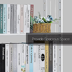 MoNiBloom Multi-Layer Bookshelf, Bamboo 4 Tier Adjustable Bookcase Shelf Organizer Rack Plant Stand for Living Room Garden Office Home Office, White