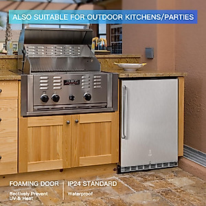 ICEJUNGLE Under Counter Refrigerator Stainless Steel, 5.30 Cu.Ft Full Size Fridge, 175 Cans Refrigerator with Built-in Design and IPX4 Waterproof, Premium Refrigerator for Efficient Storage