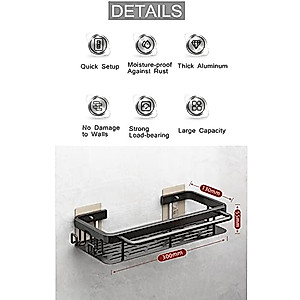 Shower caddy, 2 Pack Black Space Aluminum Shower Organizer, No Drilling Rustproof Shower Shelves with Hooks and Towels Hanger Storage for Bathroom, Kitchen