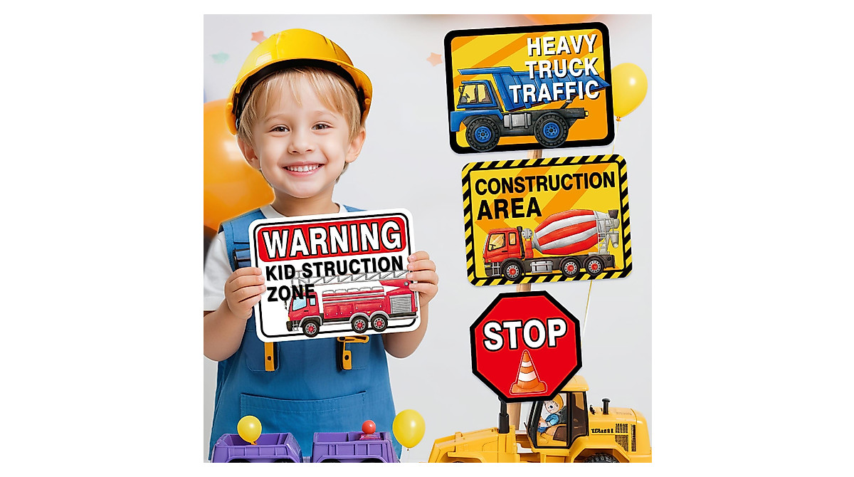 WERNNSAl Construction Truck Party Decorations - 12PCS Construction ...