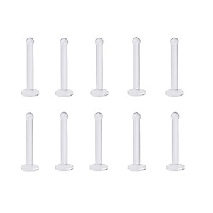Pierced Owl Set of 10 Clear Bioflex Flat Head Nose Stud Retainers (18GA (1mm))
